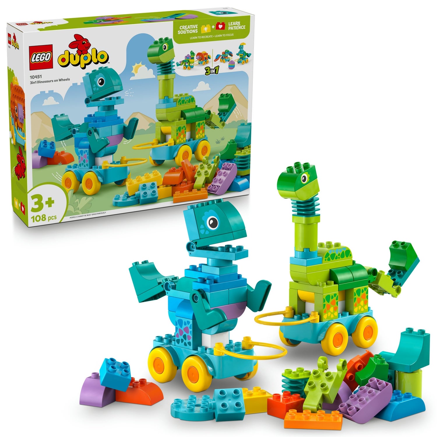 LEGO® DUPLO® Town 3in1 Dinosaurs on Wheels Learn-Through-Play Toddler ...