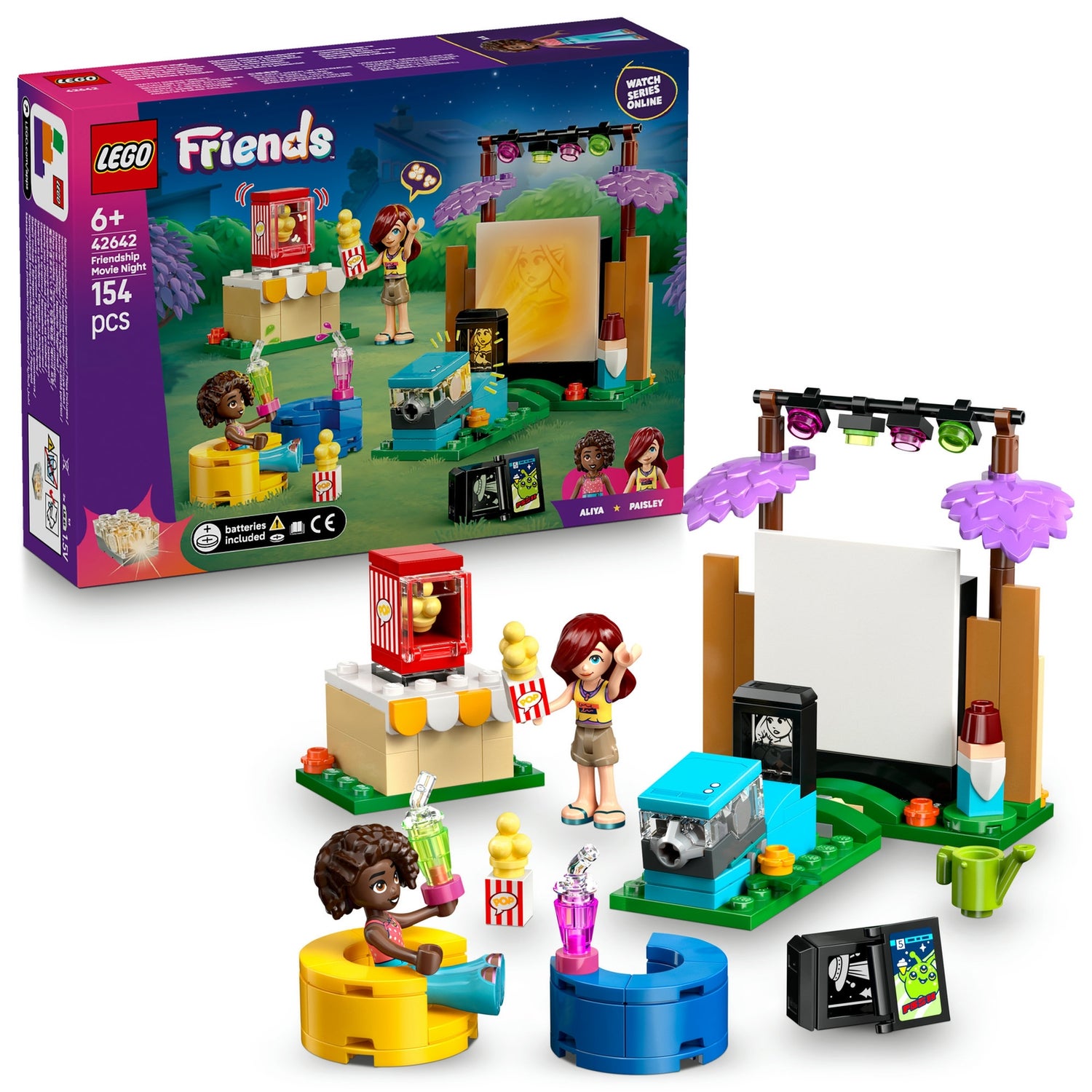 LEGO® Friends Friendship Movie Night Pretend-Play Toy Building Kit ...