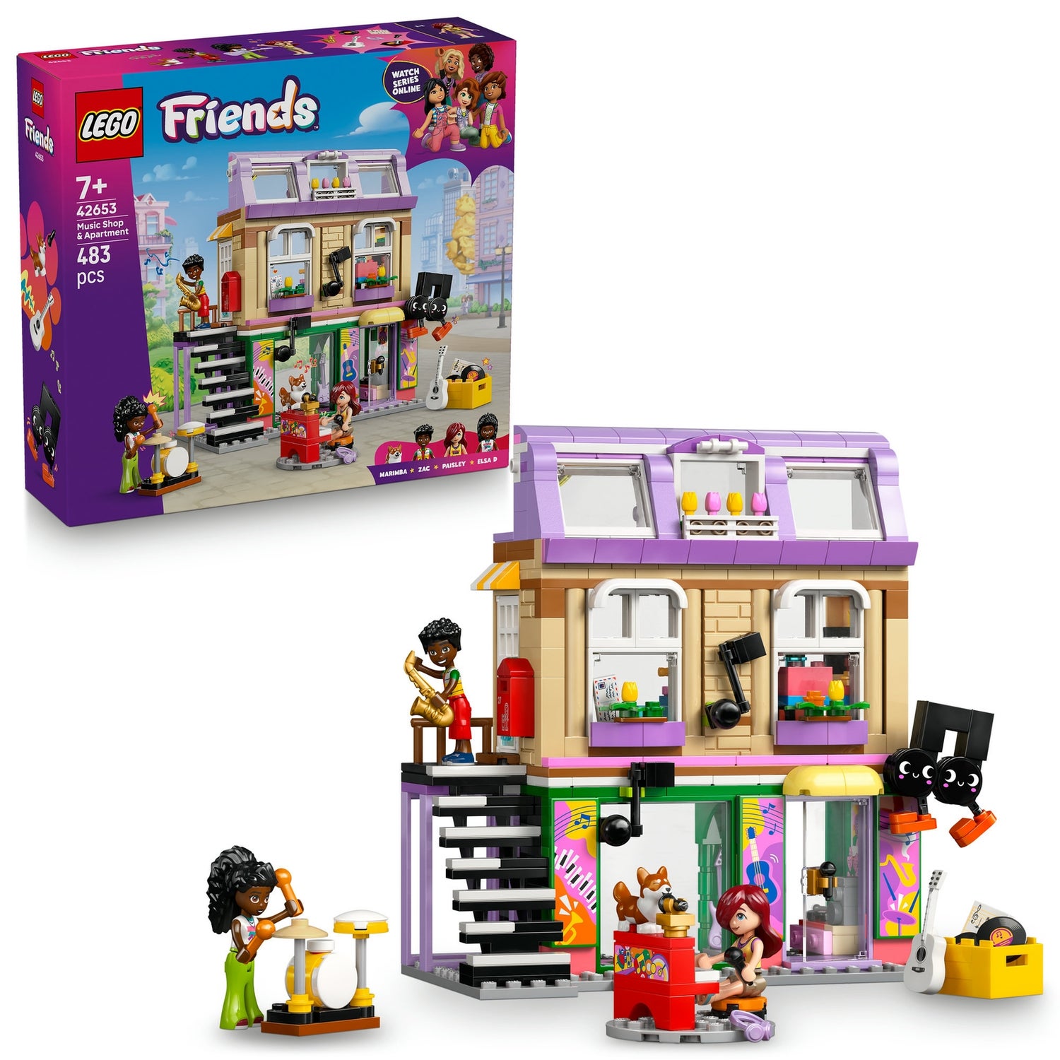 LEGO® Friends Music Shop & Apartment Building Set Pretend-Play Toy ...