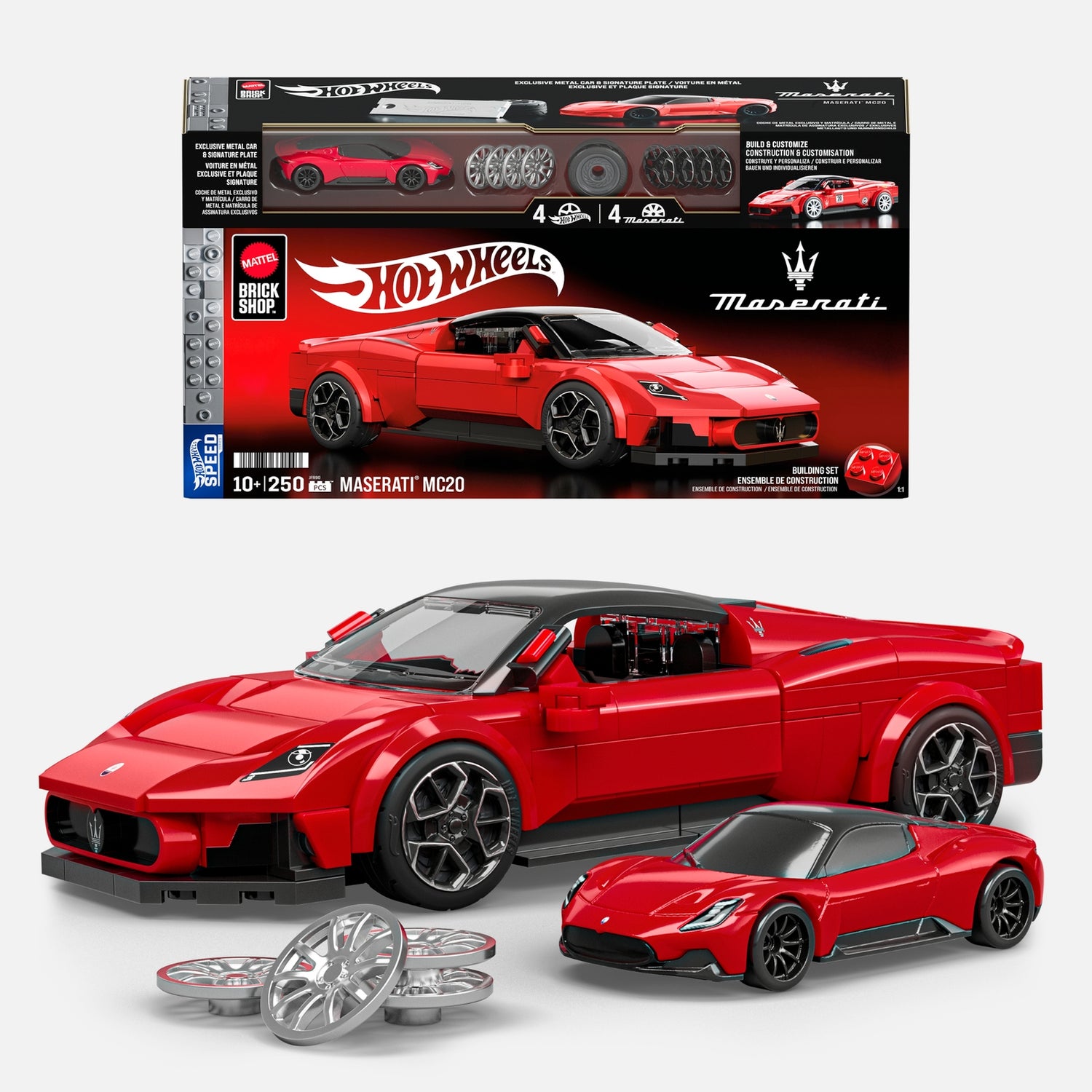 Mattel Brick Shop Hot Wheels Speed Maserati MC20 Building Set Toys ...