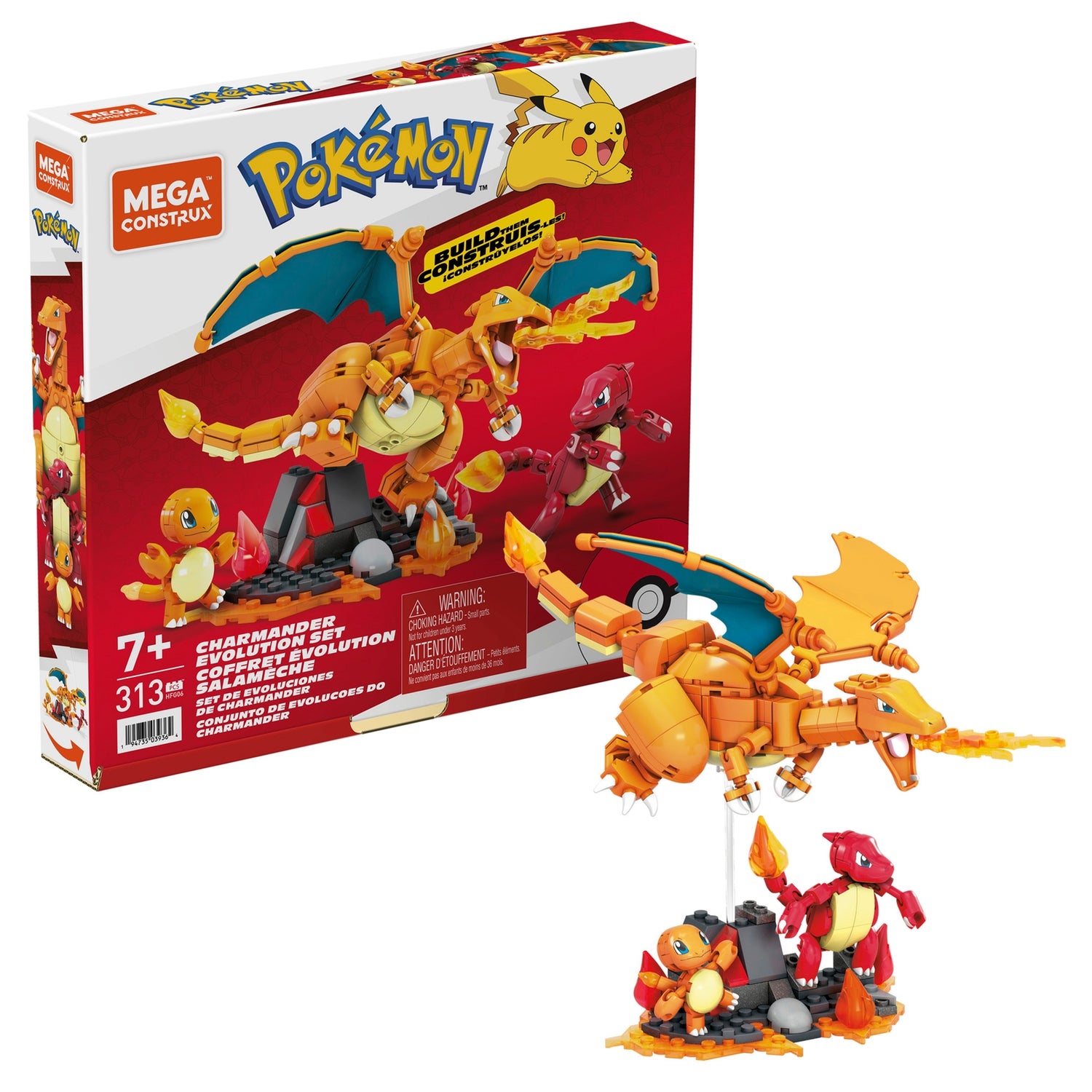 MEGA Construx Pokémon Charmander Evolution Building Set Toys | Zavvi ...