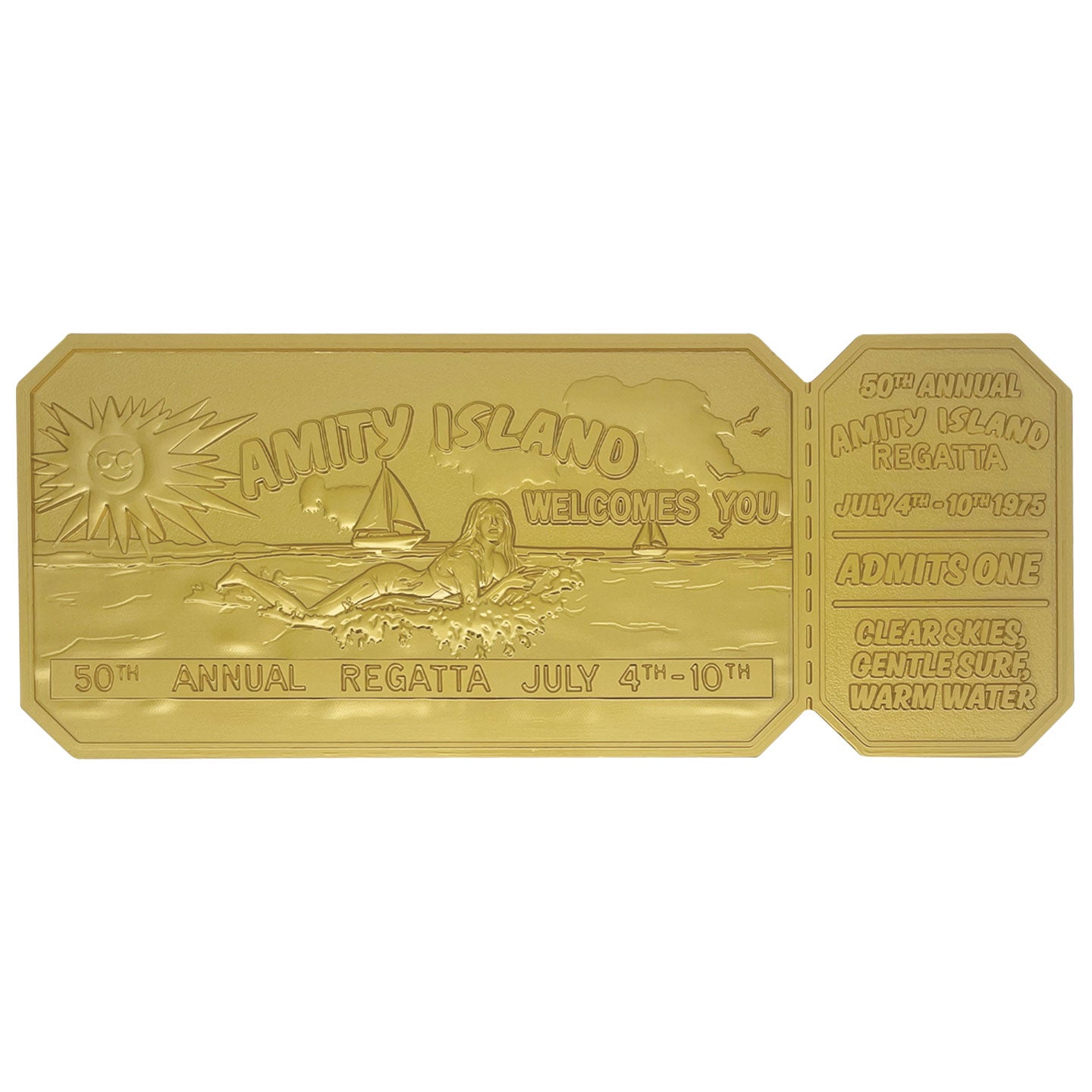 Jaws 50th Anniversary 24k Gold Plated Regatta Ticket Merchandise - Zavvi UK