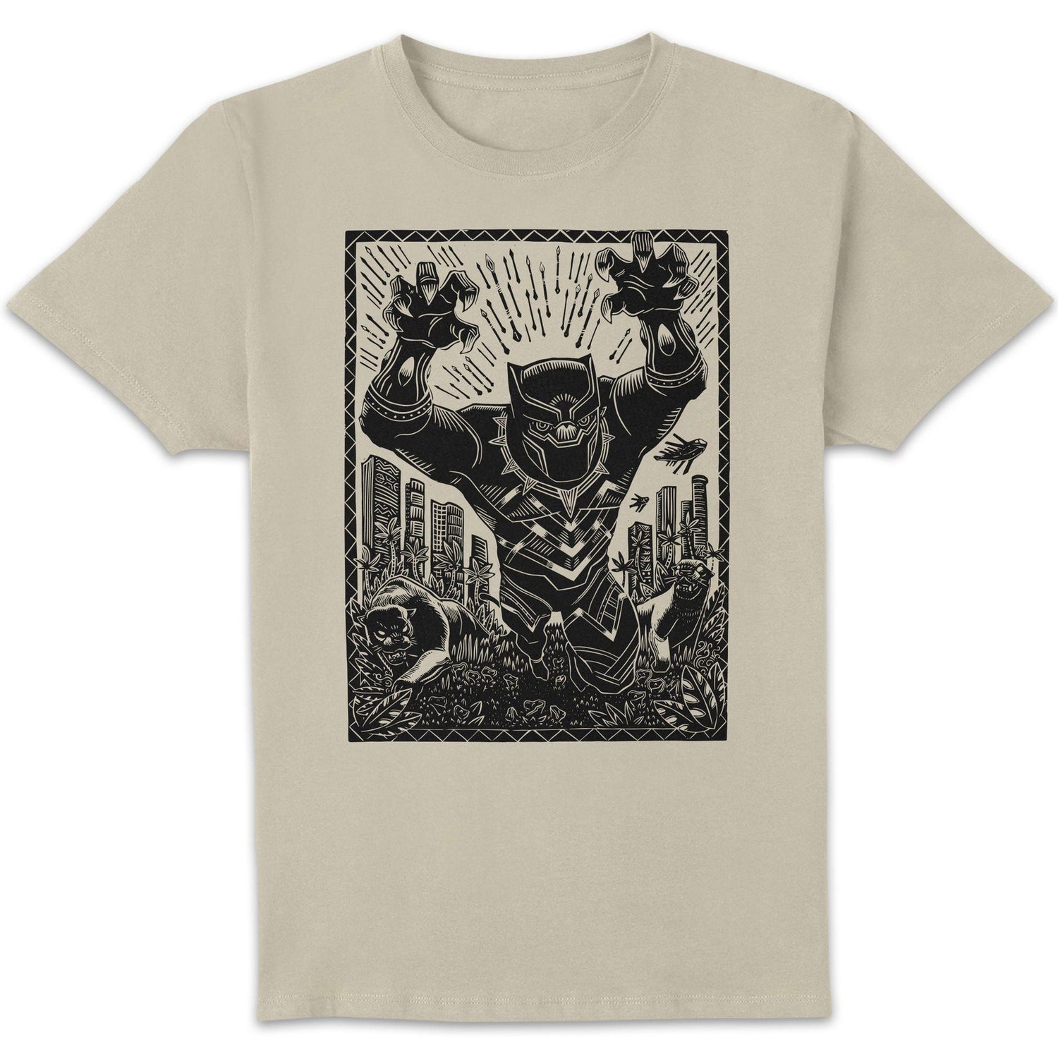 Marvel Black Panther Line Art Unisex T-Shirt - Cream Clothing | Zavvi ...