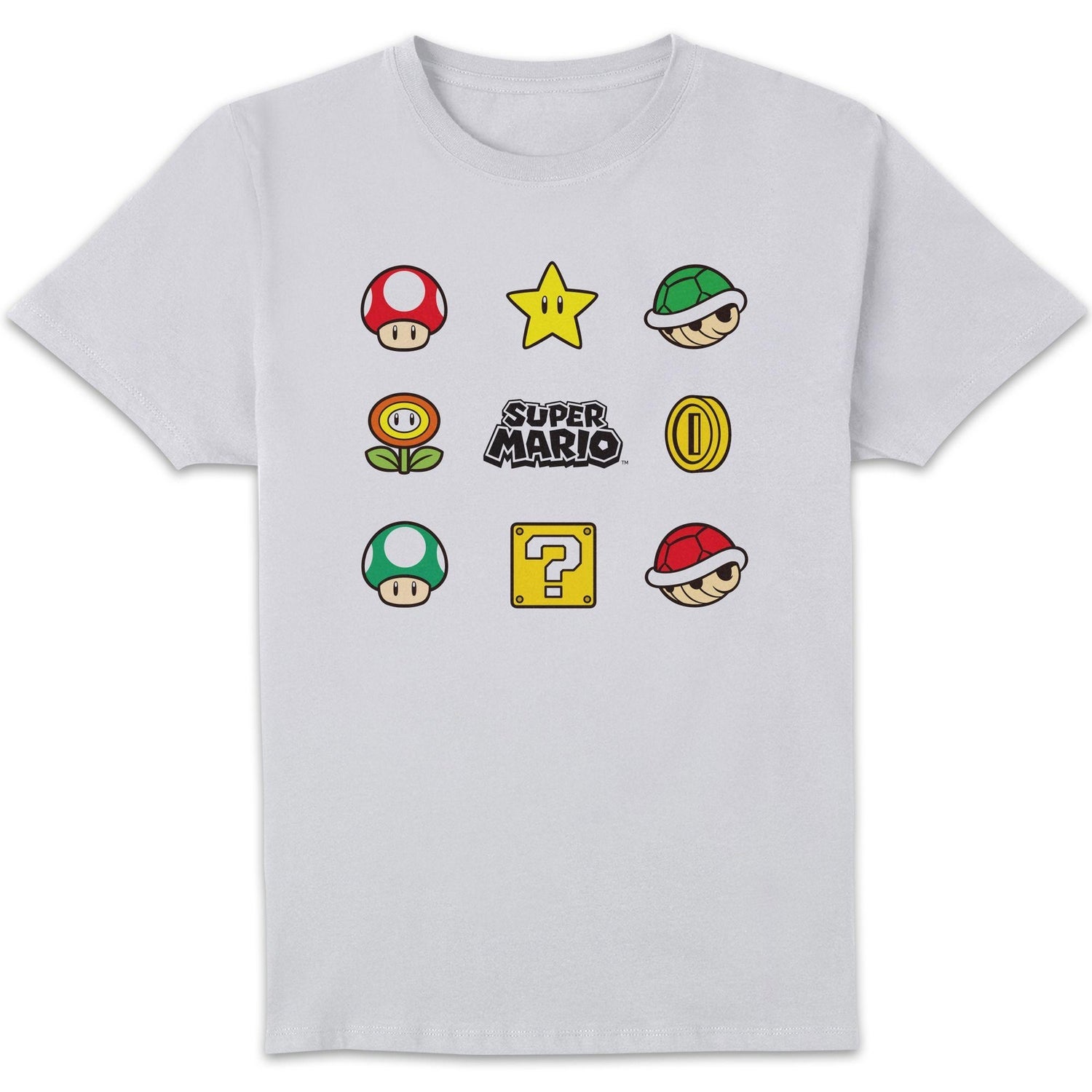 Nintendo Super Mario Items Unisex T-Shirt - White Clothing - Zavvi UK