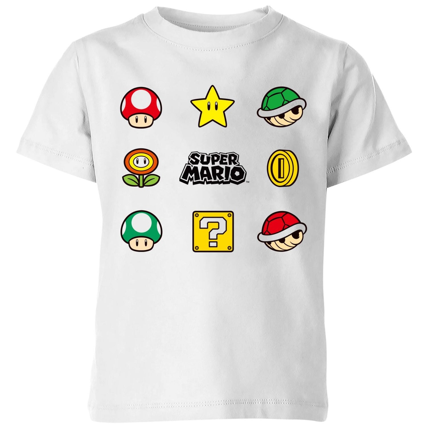 Nintendo Super Mario Items Kids' T-Shirt - White Merchandise - Zavvi US