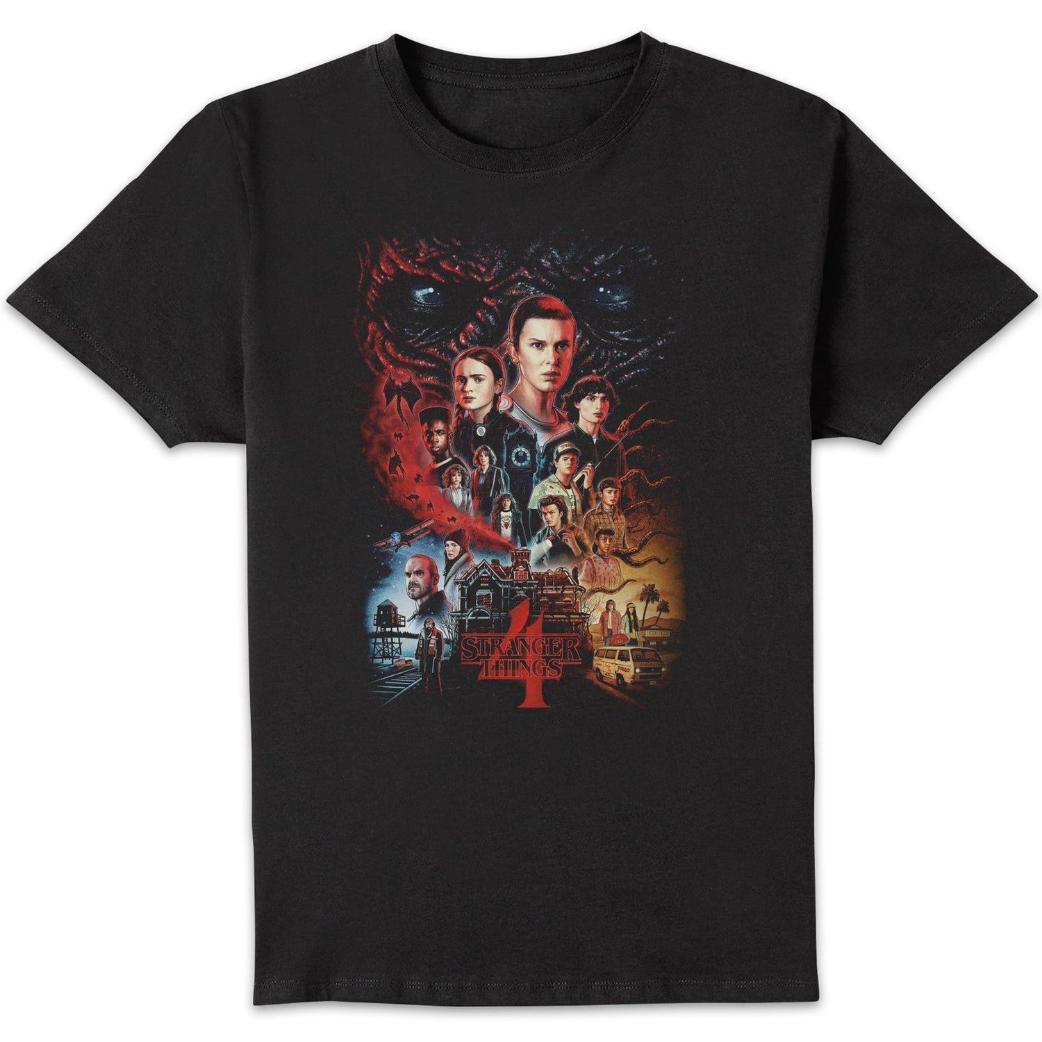 Stranger Things Season Four Poster Unisex T-Shirt - Black Clothing ...