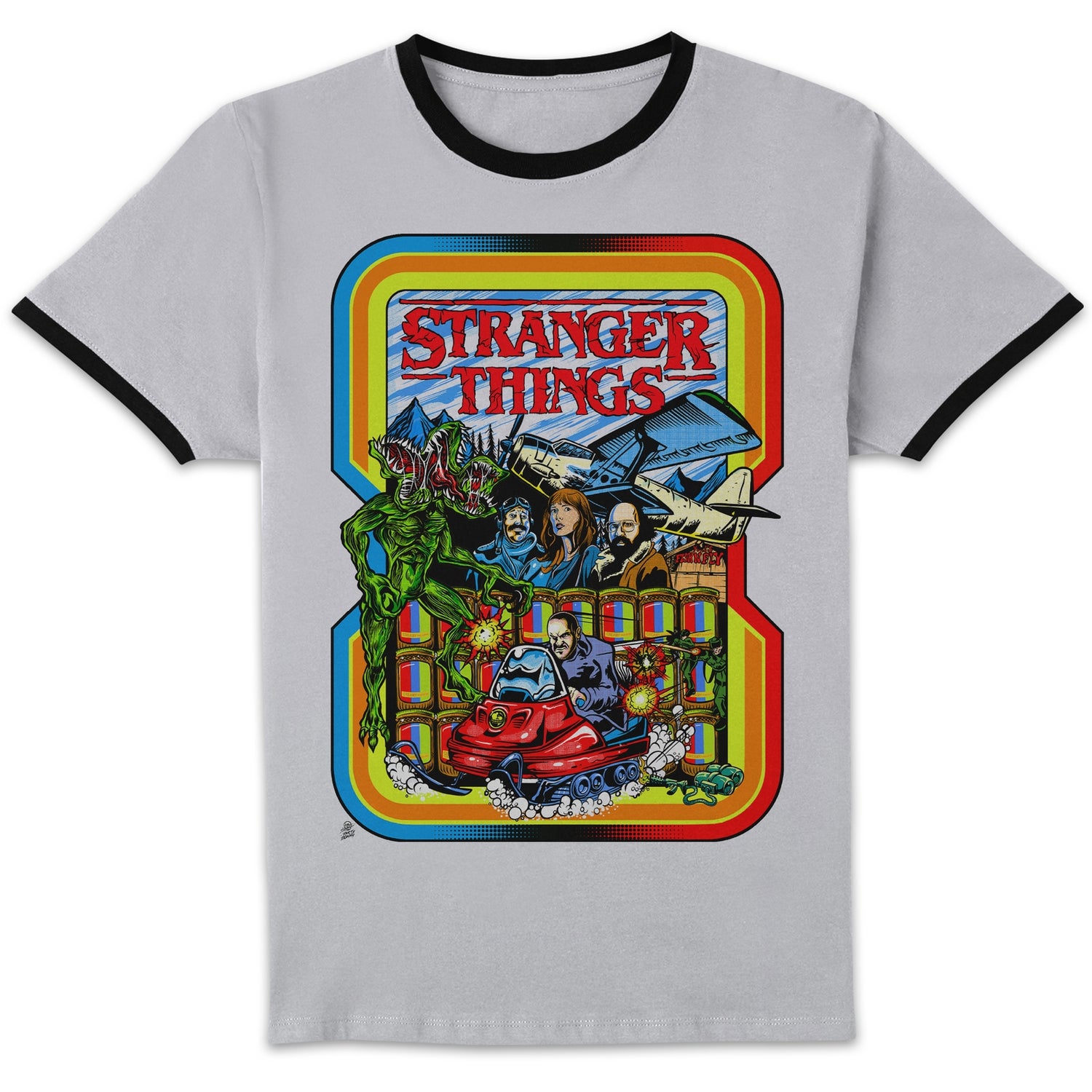 Stranger Things Retro Unisex Ringer T-Shirt - White/Black Clothing - Zavvi US