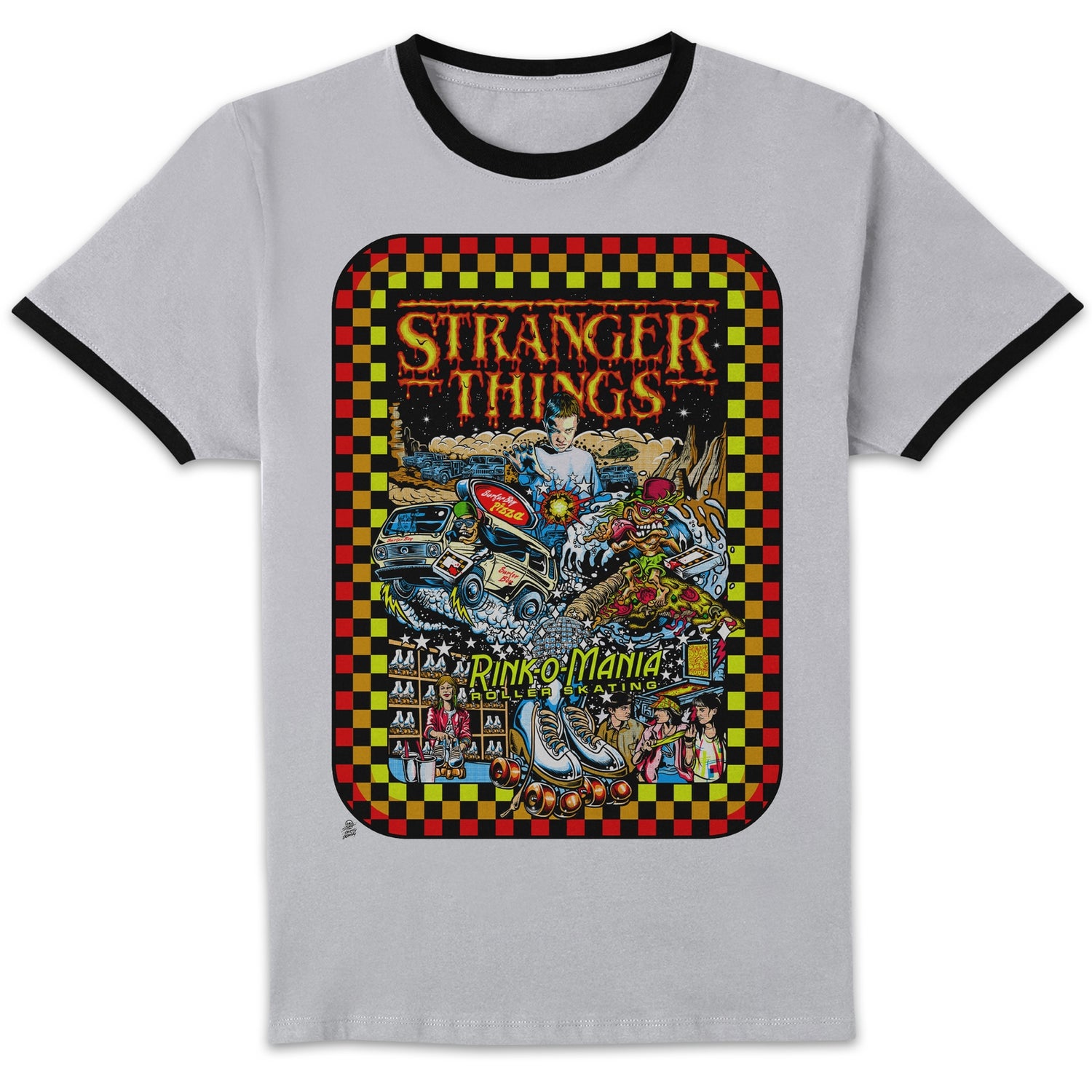 Stranger Things Stranger Things Retro Racer Unisex Ringer T-Shirt - White/Black Clothing - Zavvi UK