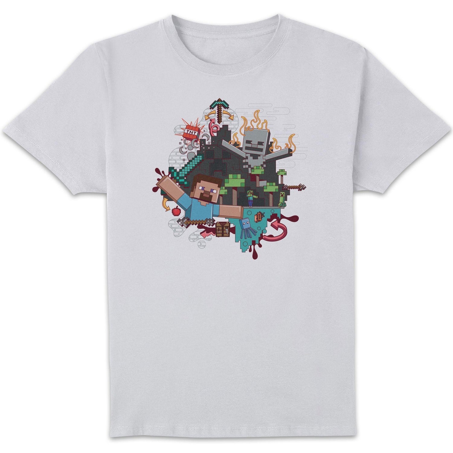 Minecraft Wall Art Unisex T-Shirt - White Clothing - Zavvi UK