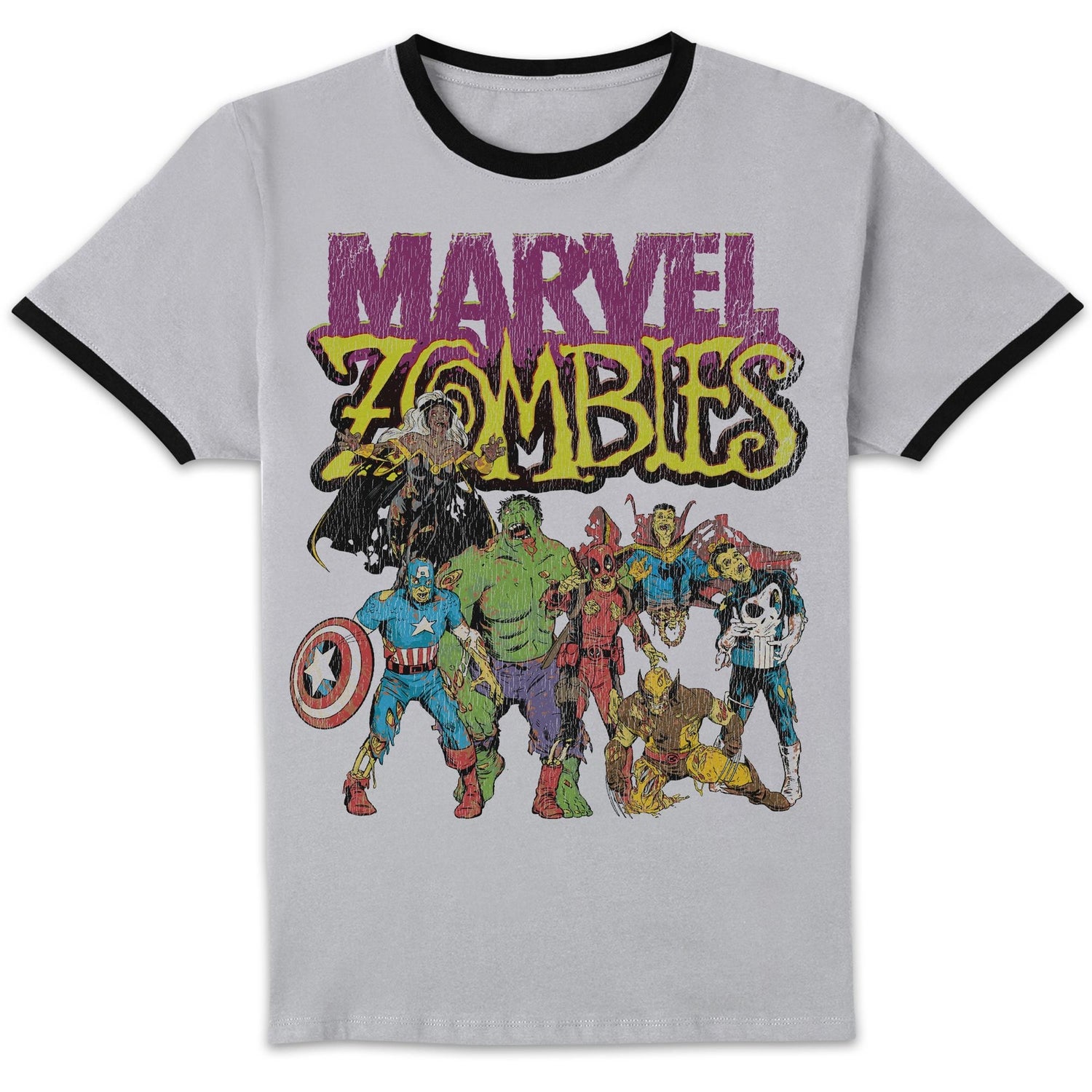 Marvel Zombies Group Unisex Ringer T-Shirt - White/Black Clothing ...
