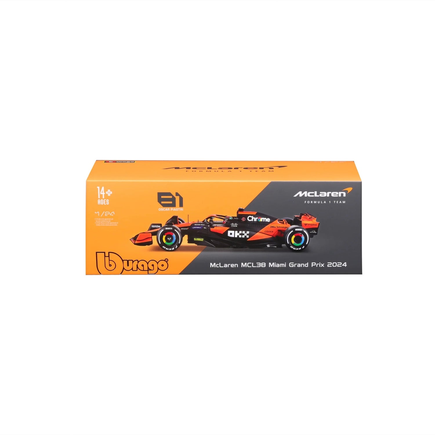 Bburago F1 Mclaren MCL38 2024 With Piastri Helmet 1:24 Scale Model Toys ...