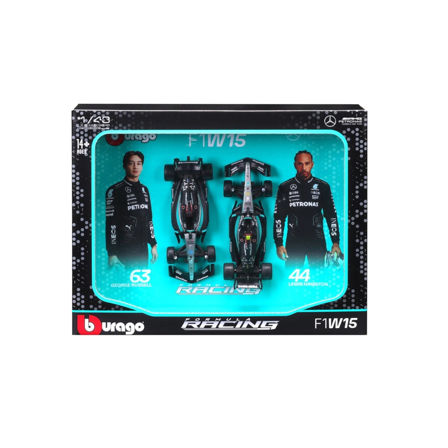 Bburago F1 Mercedes AMG W15 2024 Two Pack Hamilton And Russell 1:43 ...