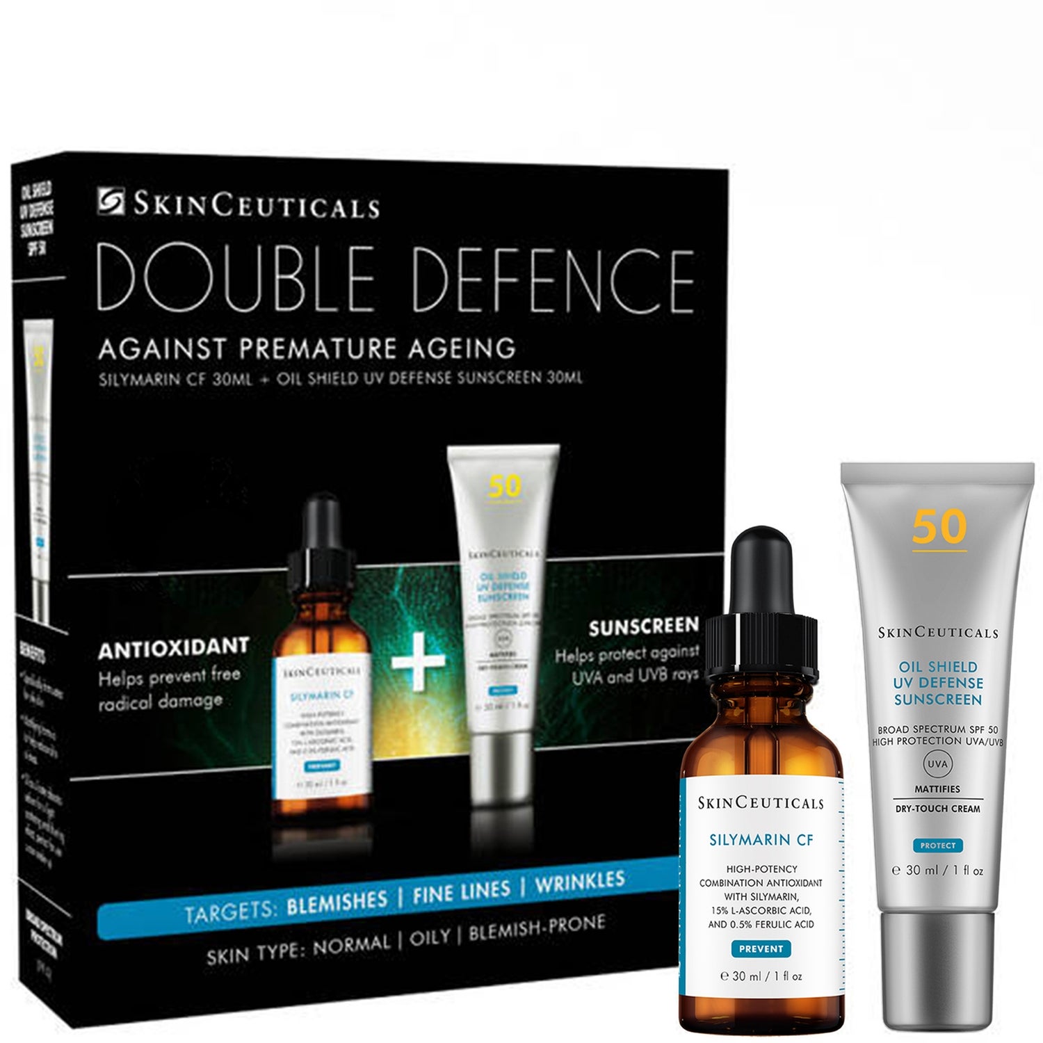 Skin Ceuticals Double Defence 2026 Silymarin and Oil Shield UV Kit ...