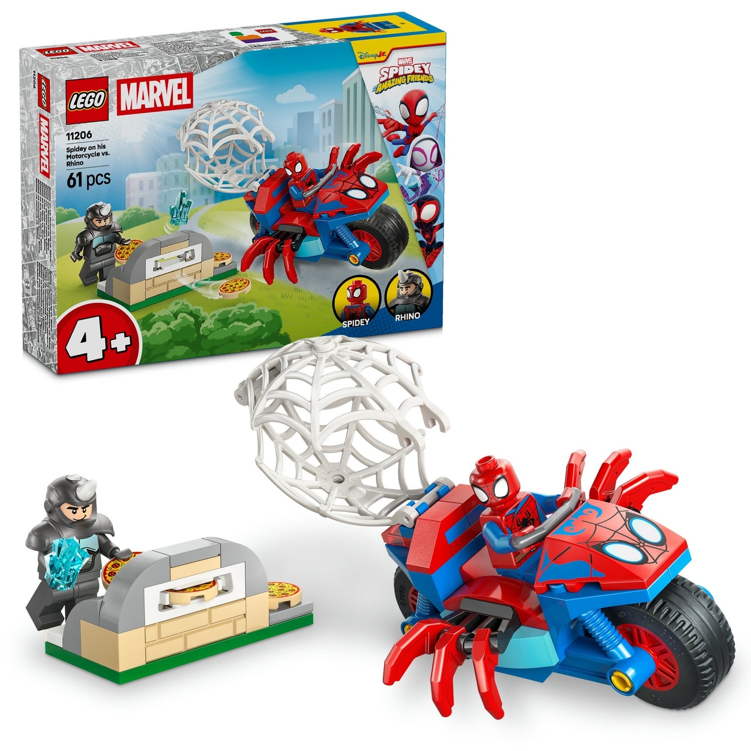 LEGO | Marvel Spidey on his Motorcycle vs. Rhino Toy 11206 Toys - Zavvi UK