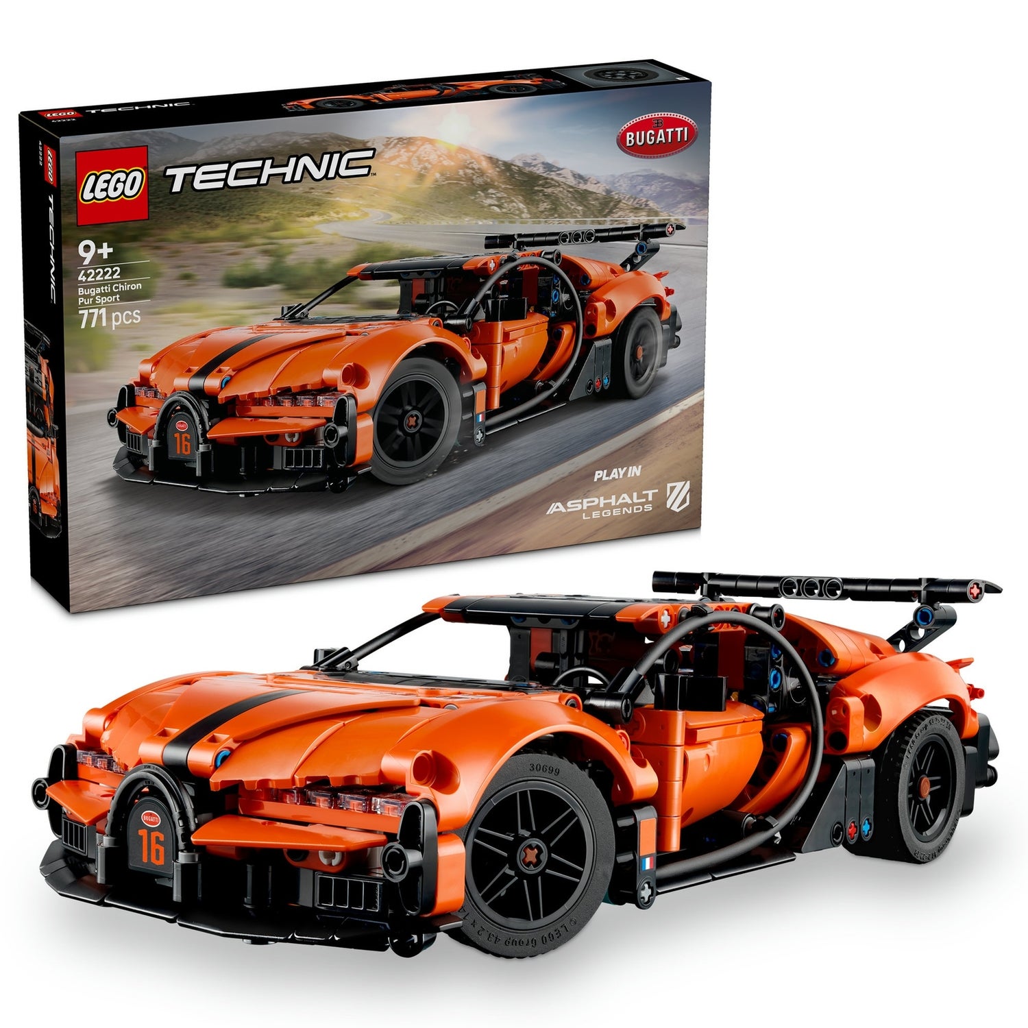 LEGO Technic Bugatti Chiron Pur Sport Hypercar Toy 42222 Toys | Zavvi ...