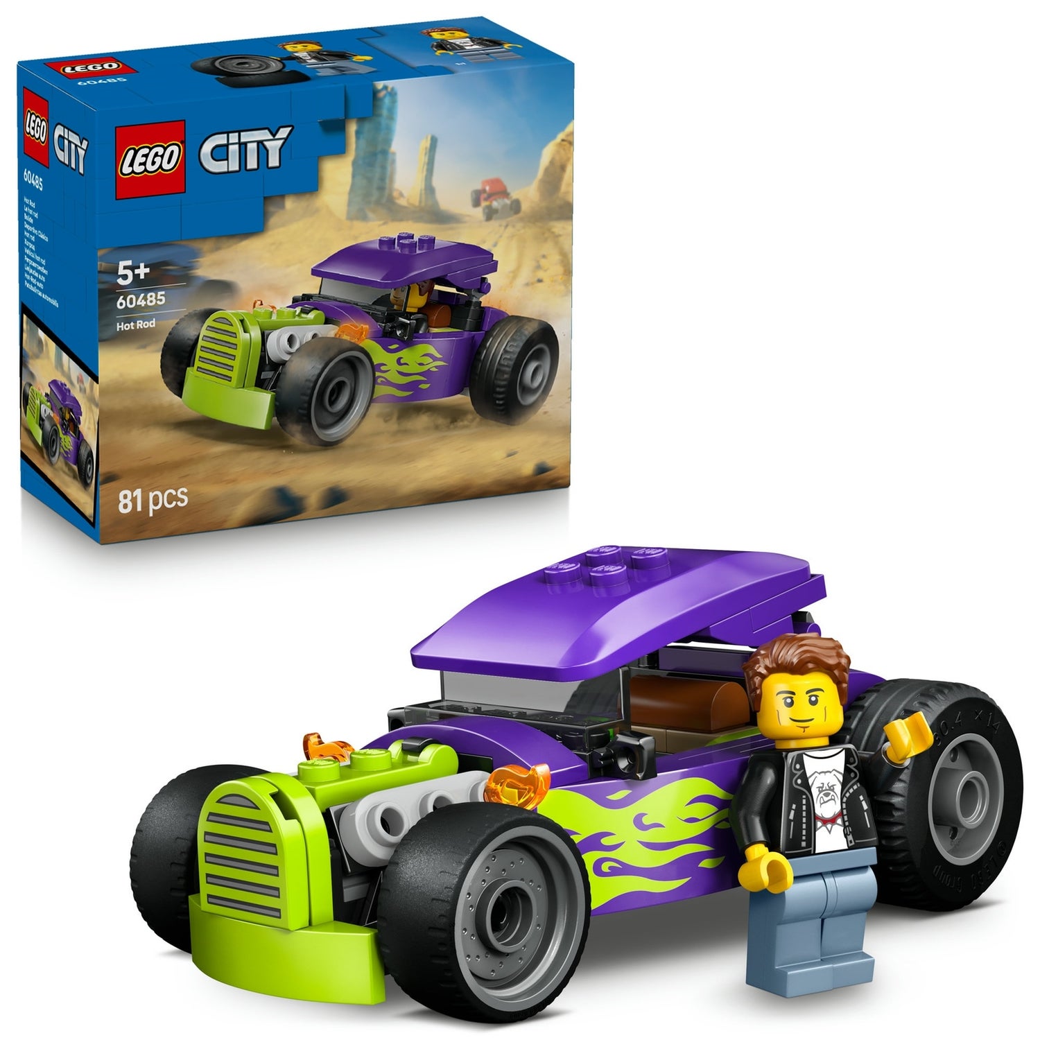 LEGO City Hot Rod Race Car Building Toy and Minifigure 60485 Toys ...