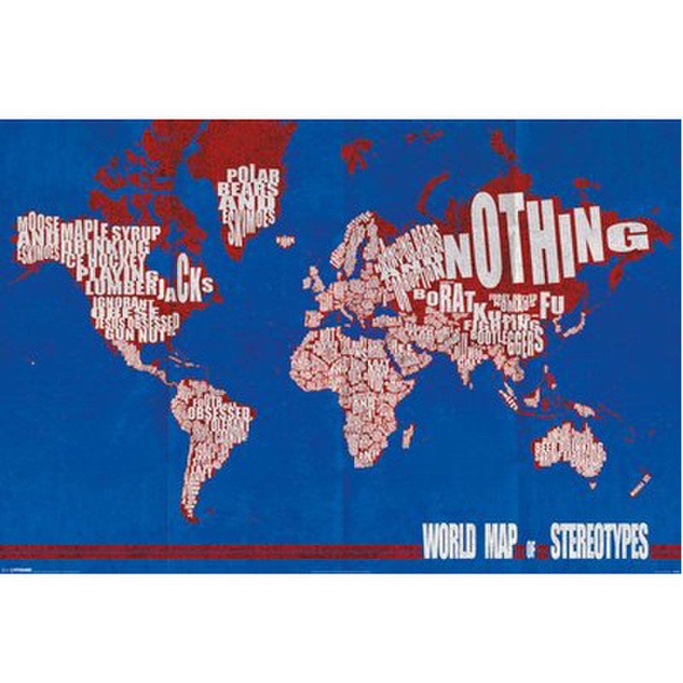World Map Stereotypes - 24 x 36 Inches Maxi Poster Merchandise - Zavvi UK