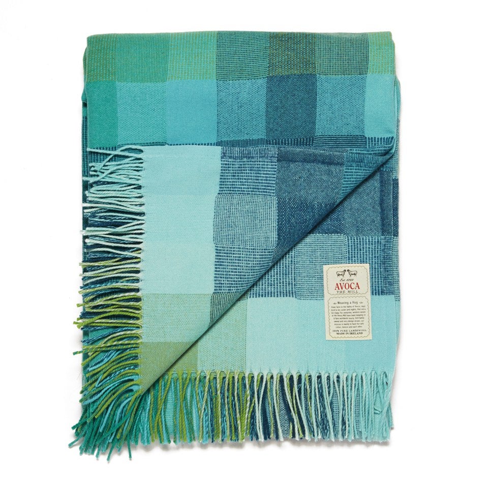 Avoca Spectrum Lambswool Throw - Aqua (142cm x 100cm) - IWOOT UK