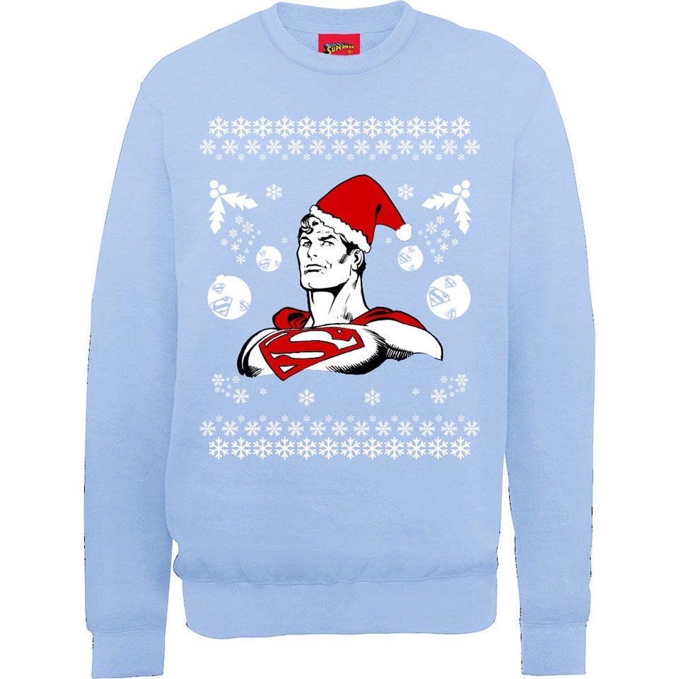 DC Comics Superman Christmas Super Santa Claus Sweatshirt - Light Blue ...