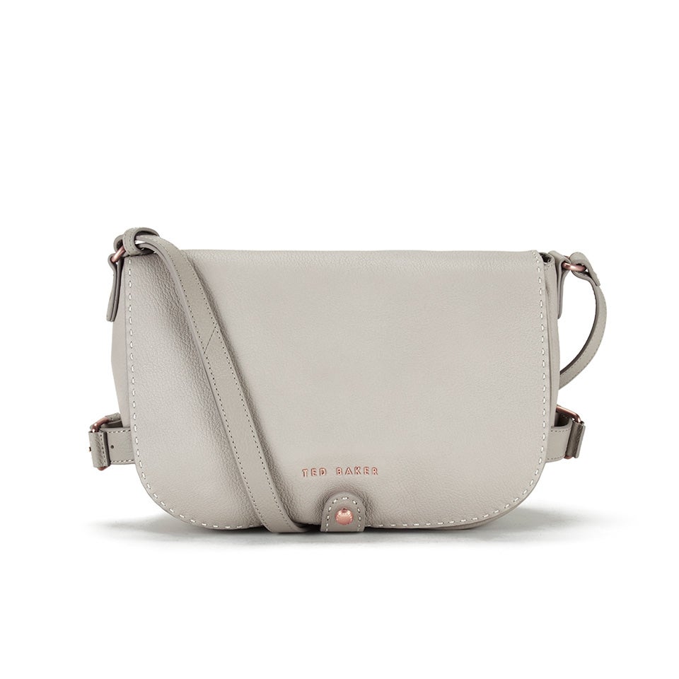 Ted Baker Women's Reagan Stab Stitch Leather Shoulder Bag - Light Grey