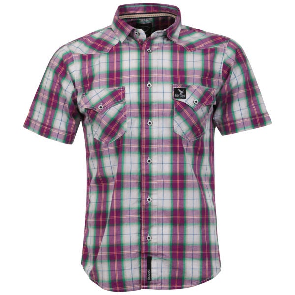 Benzini Men's Short Sleeved Check Shirt - Red Mens Clothing - Zavvi UK