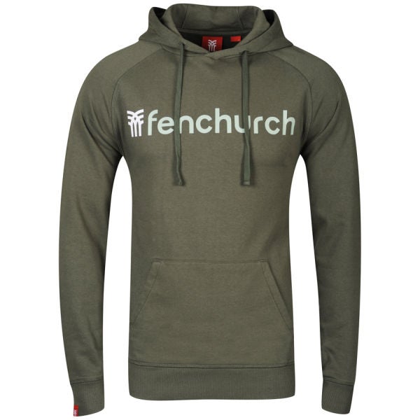 Fenchurch Men's Sweatshirt Word Hoody - Olive Green/White/Subtle Green ...