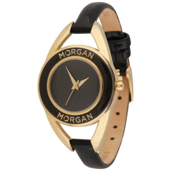Morgan Women's Gold Dial Black Strap Watch Clothing - Zavvi UK