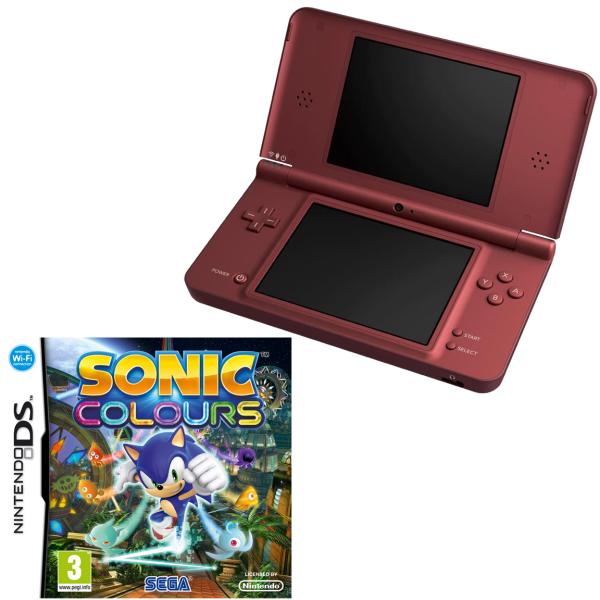 Nintendo DSi XL Wine Red: Bundle (Includes Sonic Colours) Games Consoles - Zavvi UK