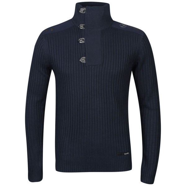 Benzini Men's Function Button Neck Knit - Force Mens Clothing - Zavvi UK