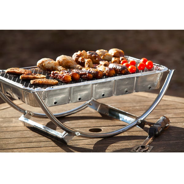 Asado Dual Barbeque Stand - Silver - IWOOT UK