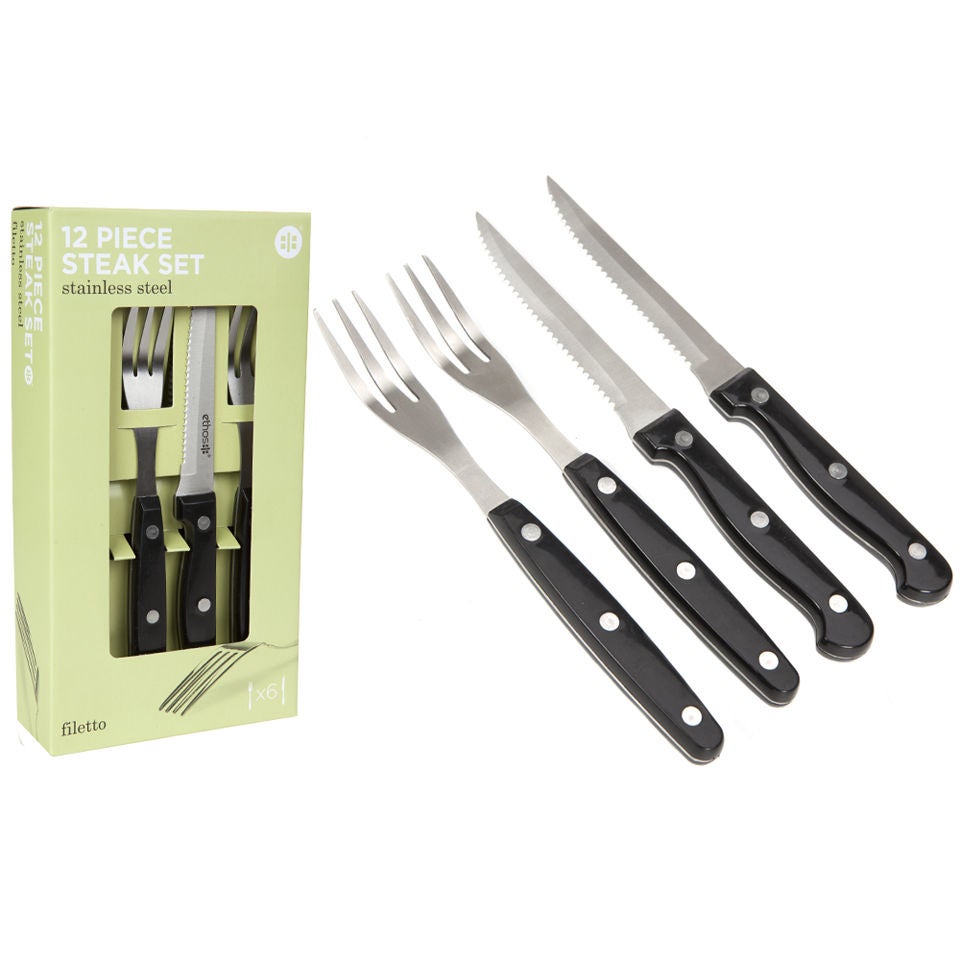 Ethos 12 Piece Steak Knife and Fork Set Homeware - Zavvi UK