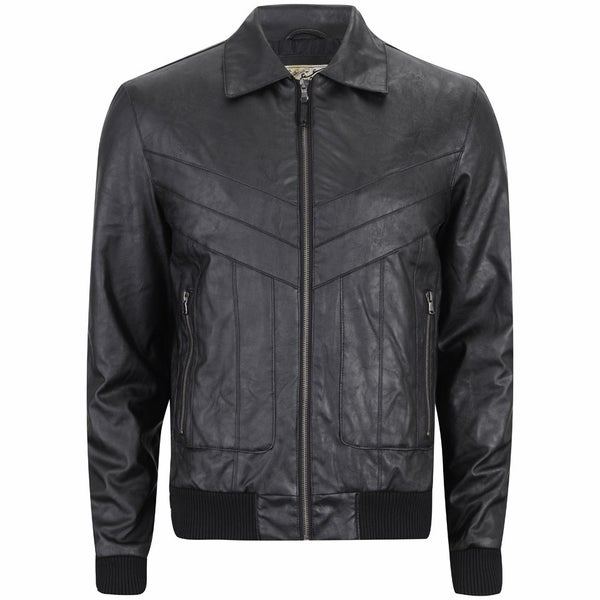 Ringspun Men's Higson Leather Look Jacket - Black Mens Clothing - Zavvi UK