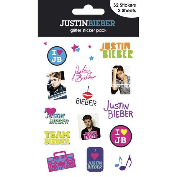 Justin Bieber I Love (Glitter) - Glitter Sticker Pack Merchandise ...