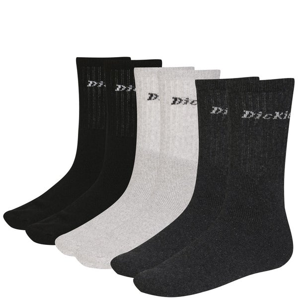 Dickies Men's 3-Pack Crew Socks - Black/Charcoal/Grey Mens Clothing ...