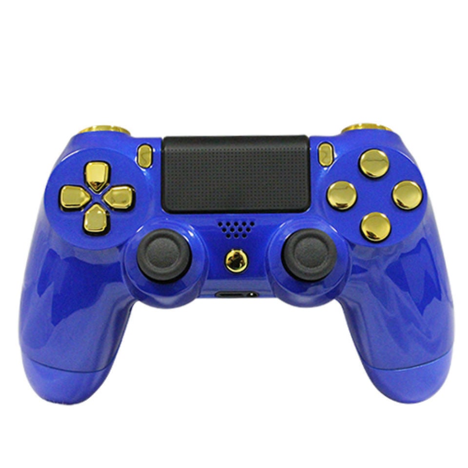 PlayStation DualShock 4 Custom Controller - Gold on Gloss Blue Games ...
