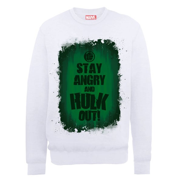 Marvel Avengers Assemble Hulk Stay Angry Men's Sweatshirt - White ...