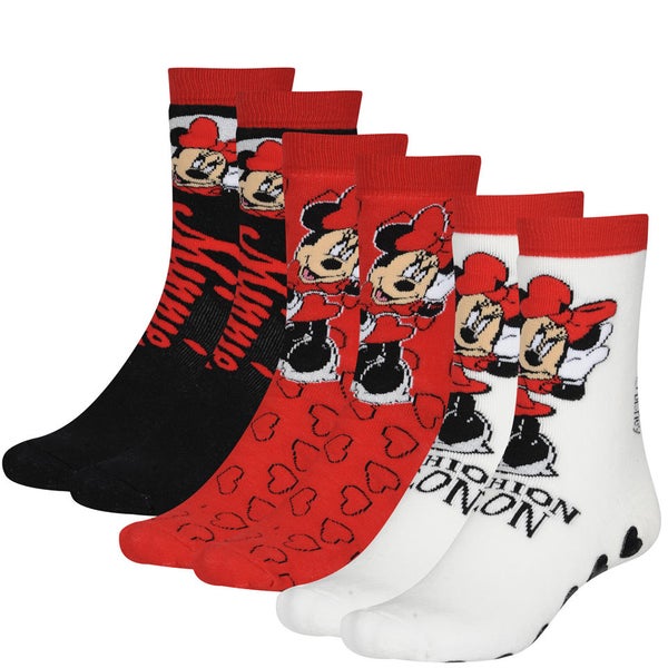 Minnie Mouse Women's 3-Pack Slouch Sock Gift Set - Red/Black/Ecru ...