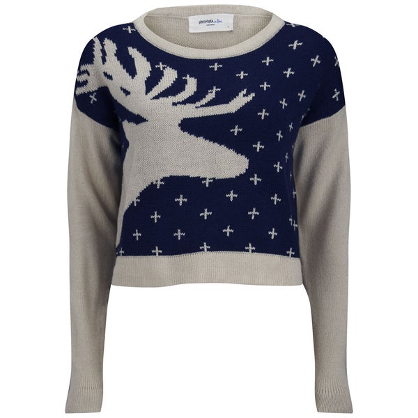 Vero Moda Women's Lucila Reindeer Christmas Jumper - Black Iris ...