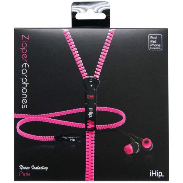 iHip Zip Tangle Free Zippered Earphones - Pink Electronics - Zavvi UK