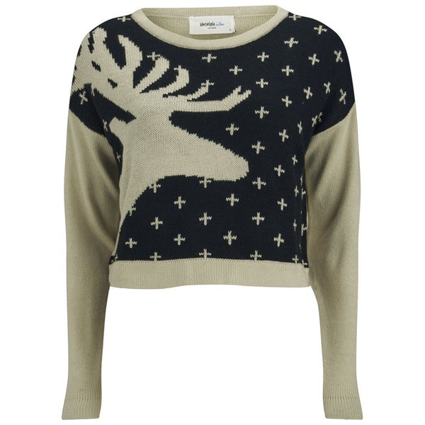 Vero Moda Women's Lucila Reindeer Christmas Jumper - Black - IWOOT UK