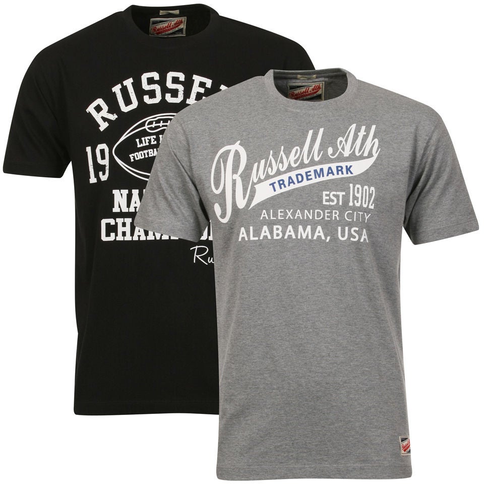 Russell Athletic Men's 2-Pack Hawley & Wyles T-Shirt - Black/Grey ...