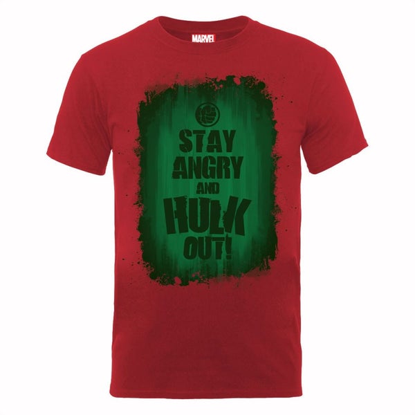 Marvel Avengers Assemble Hulk Stay Angry Men's T-Shirt - Red ...