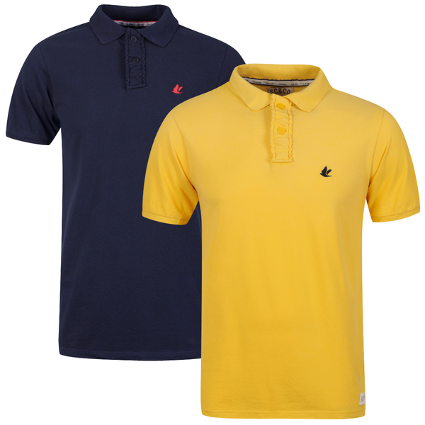 Soul Cal Men’s 2 Pack Chemical Pique Polo - Ink Blue/Yellow Clothing ...
