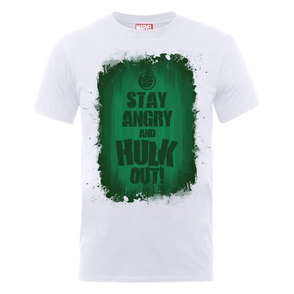 Marvel Avengers Assemble Hulk Stay Angry Men's T-Shirt - White ...