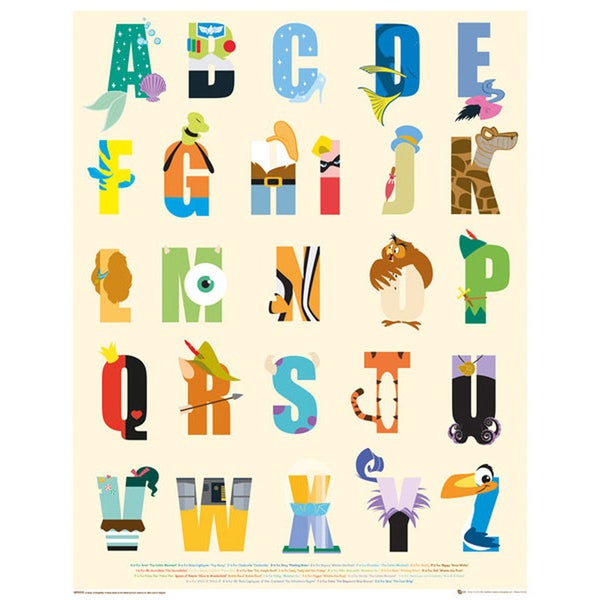Disney Alphabet - Mini Poster - 40 x 50cm Merchandise - Zavvi UK