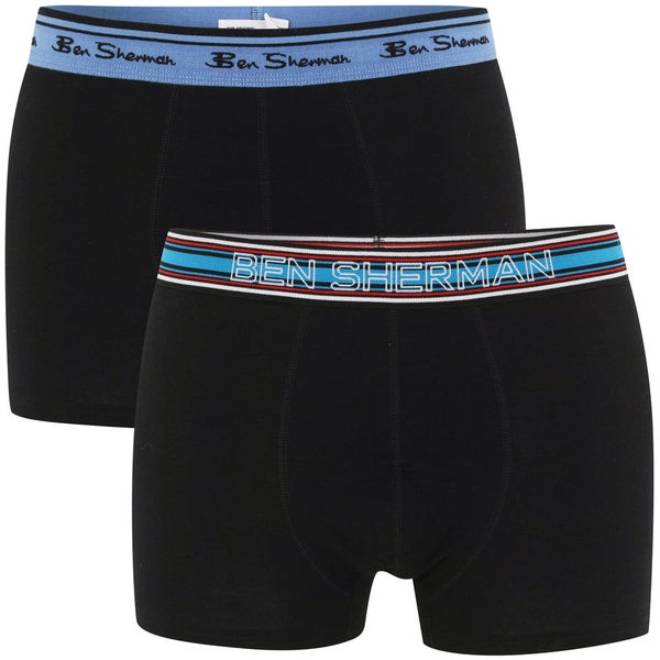Ben Sherman Men's 2-Pack Boxers - Black and Red With Contrast Waistband ...
