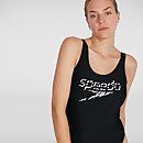 Women's Logo Deep U-Back Swimsuit Black/White | Speedo