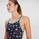 Women's Flamingo Flare Allover Vback Swimsuit Blue/Pink | Speedo