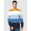 Blue and Mustard Colourblocked Pullover Sweater (CELINE) | Celio