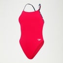 Women's Solid Lattice Tie-Back Swimsuit Red | Speedo